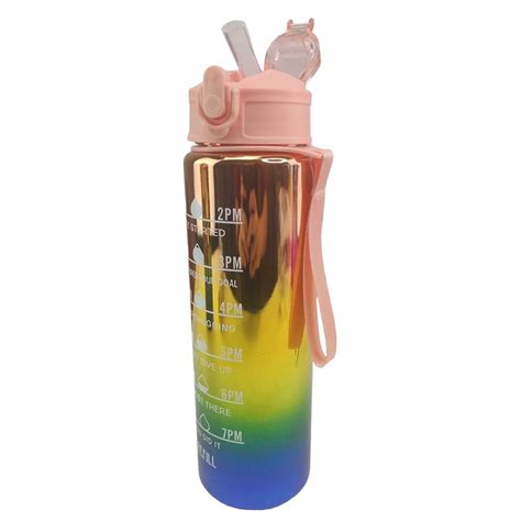 Garrafa Motivacional Metalica Kit 3 Uni Squeeze Medidor Agua Cha