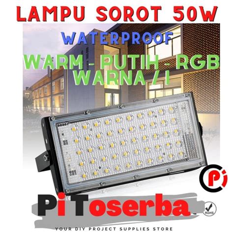 Jual Lampu Sorot LED SMD 50W Lampu Tembak Model Tipis 50 Watt Waterproof Banyak Pilihan Warna
