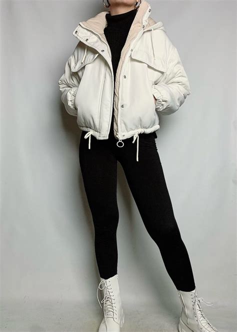 Sold Topshop Reversible Crop Puffer Jacket White Puffer Jacket Nude