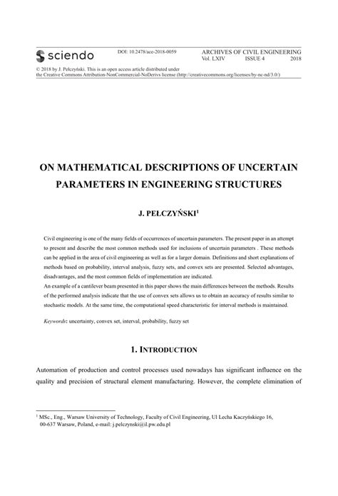 pdf on mathematical descriptions of uncertain parameters in