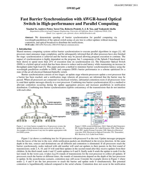 Pdf Fast Barrier Synchronization With Awgr Based Optical Switch In High Performance And