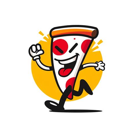 피자 마스코트 로고 2d 평면 색상 벡터 디자인