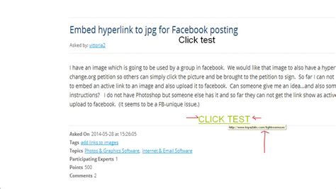 Embed Hyperlink To For Facebook Posting Solutions Experts Exchange