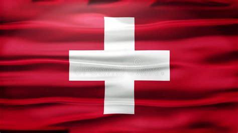 Realistic Seamless Loop Flag Of Switzerland Waving In The Wind With