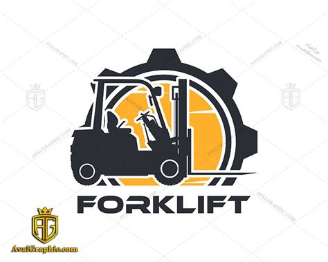 لوگو لیفتراک دو رنگ با زمینه چرخ دنده و صنعت