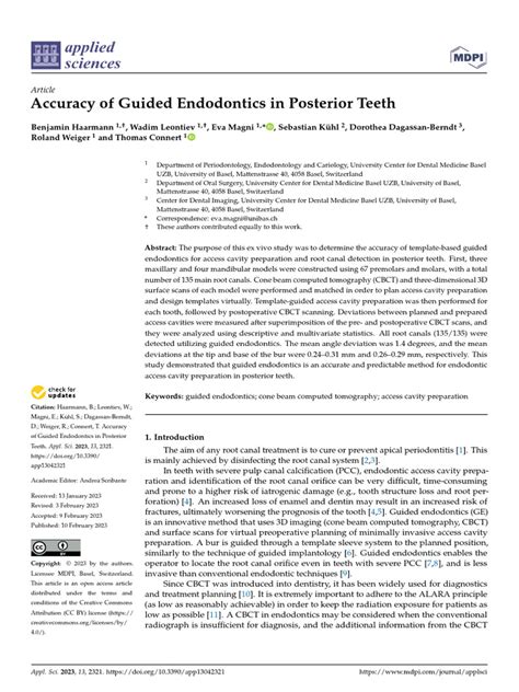 Accuracy Of Guided Endodontics In Posterior Teeth Pdf Tooth