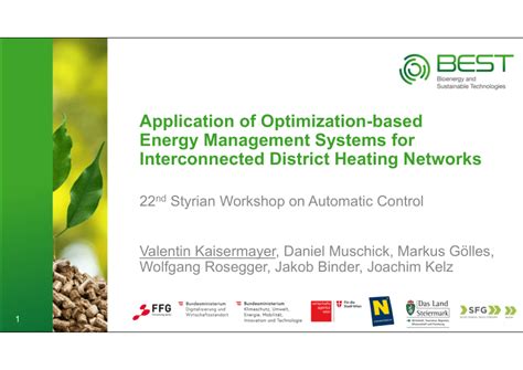 PDF Application Of Optimization Based Energy Management Systems For Interconnected District