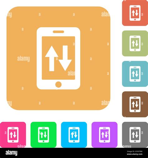 Mobile Data Traffic Flat Icons On Rounded Square Vivid Color