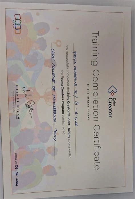 Priyadharsini R On Linkedin I Had Completed Zoho Creator Training Under The Young Creator