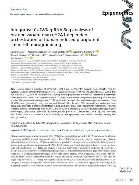 Integrative Cutandtag Rna Seq Analysis Of Histone Variant Macroh2a1 Dependent Orchestration Of