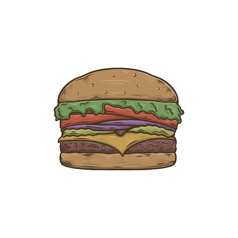 맛있는 햄버거 벡터 일러스트 레이 션 프리미엄 벡터