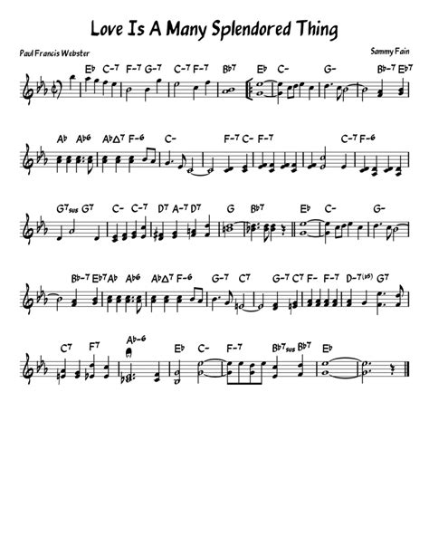 Love Is A Many Splendored Thing Piano Digital Sheet Music Sheet