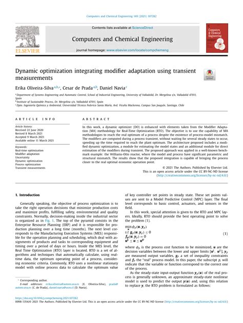 Pdf Real Time Optimization Using The Modifier Adaptation Methodology