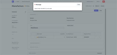 Issue In Creating Production Order From Material Request Manufacure