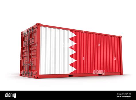 Shipping Cargo Container Textured With Flag Of Bahrain Isolated 3D