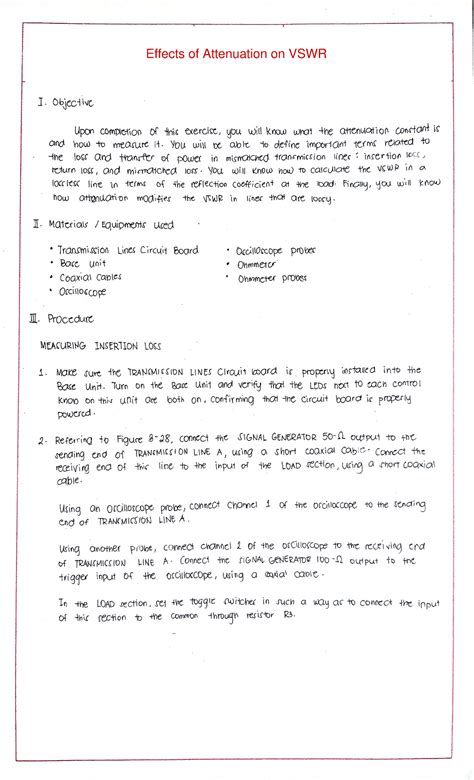 Effects Of Attenuation On Vswr Bachelor Of Electronics And
