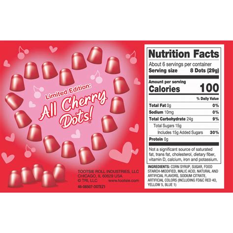 Dots Valentine Cherry Lovers Candy Gum Drops 6 Oz Box Tootsie Roll
