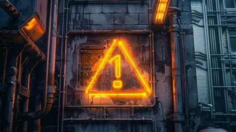 Emergency Stop Neon Warning Sign On Rusty Surface Stock Image Image