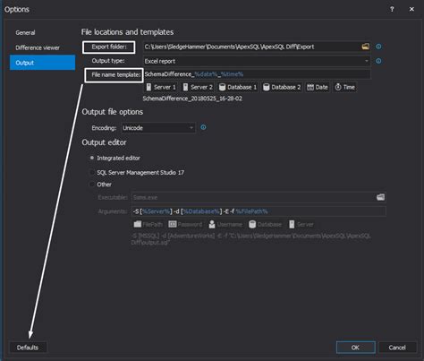 Exporting Schema Comparison Results To Excel