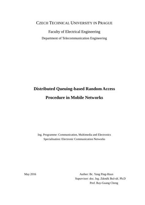 Pdf Distributed Queuing Based Random Access Procedure Pdf