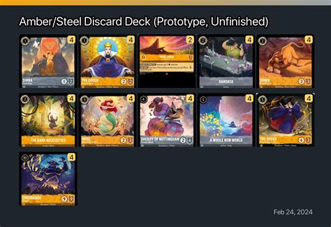 Ambersteel Discard Deck Prototype Unfinished Lorcana Deck Disney