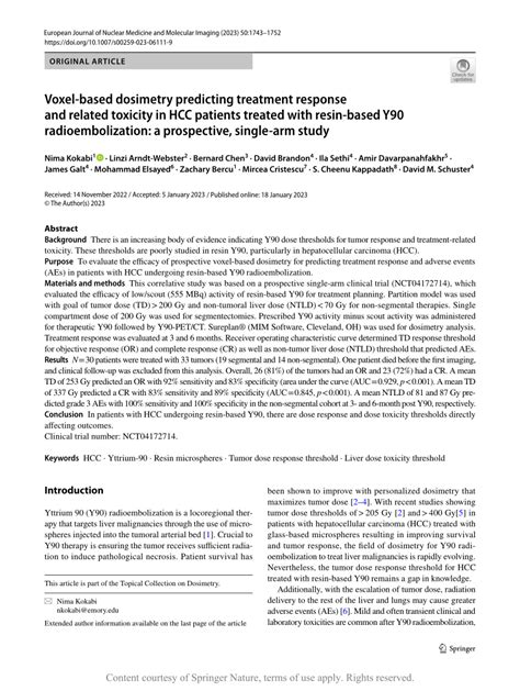 Pdf Voxel Based Dosimetry Predicting Treatment Response And Related Toxicity In Hcc Patients