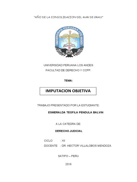 Trabajo Imputacion Objetiva Pdf Causalidad Ley Derecho Penal