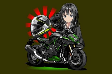 Sport Bike Anime Girl Cartoon Background Graphic By Jellybox999