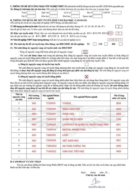 Hướng Dẫn Chi Tiết Cách Ghi Phiếu đăng Ký Dự Thi Tốt Nghiệp Thpt Và Xét
