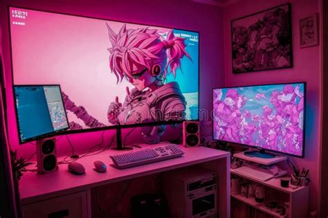 Room Of A Teenage Girl Games Room Illuminated With Leds Generative Ai