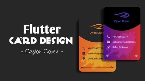 Flutter Ui Design Card Design Speed Code Youtube