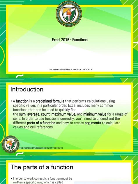 Excel 2016 Functions Pdf Function Mathematics Microsoft Excel