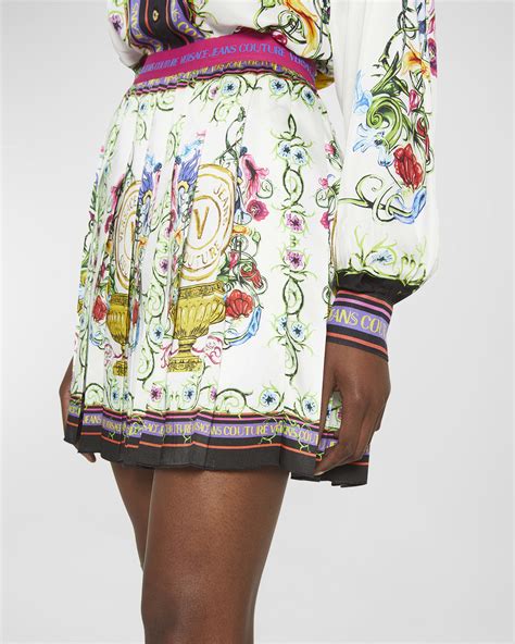 Versace Baroque Heritage Pleated Silk Mini Skirt Neiman Marcus