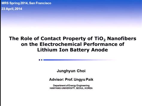 The Role Of Contact Property Of Tio2 Nanofibers On The Electrochemical