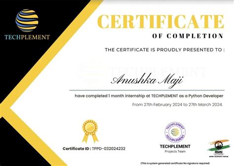 Anushka Maji On Linkedin I Successfully Completed My Internship As A