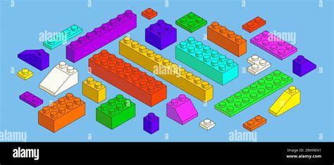 Lego Blocks Isometric Brick Build Plastic Play Pattern Colorful