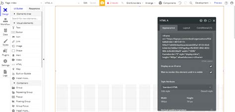 Iframe Code In Html Element Is Not Visible In Design But Is Rendering
