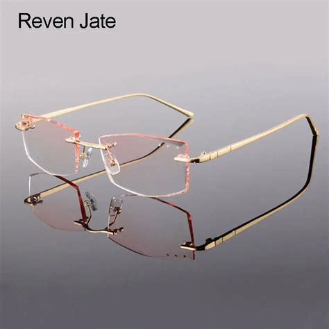 Reven Jate Rimless Eyeglasses Alloy Metal Frame Eye Glasses Optical