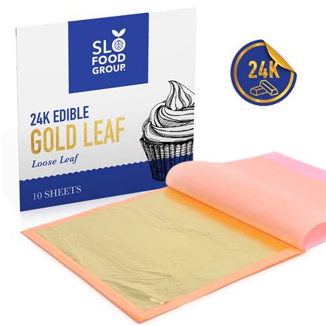 Slofoodgroup Karat Edible Gold Leaf Loose Sheets Sheets Gold Leaf Per Book Gold Leaf