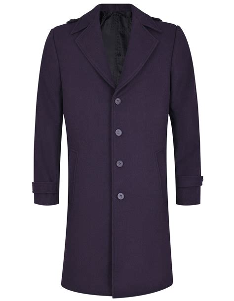 Burgundy Notch Lapel Long Coat