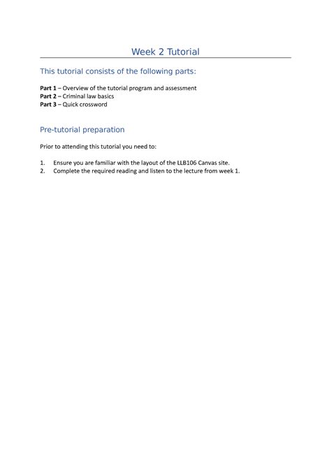 LLB106 Week 2 Tutorial Sem 2 2023 LLB106 QUT Studocu