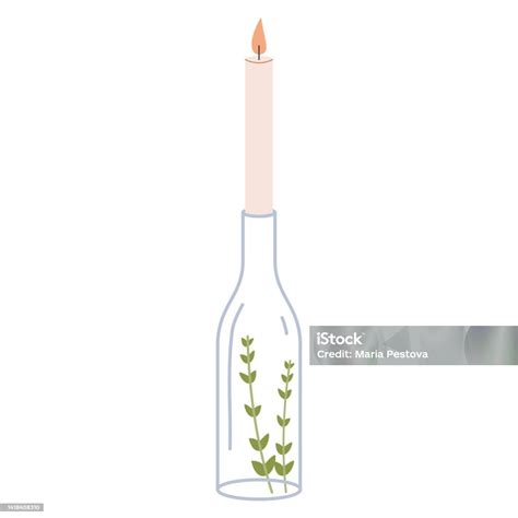 병 촛대 및 촛불 아늑한 저녁을위한 결혼식 장식 테이블 장식 제공 결혼 의식에 대한 스톡 벡터 아트 및 기타 이미지 결혼