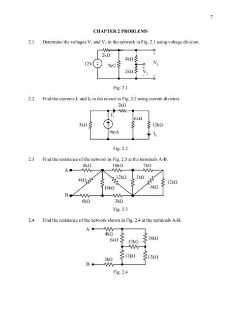 7 Chapter 2 Problems 21 Determine The Voltages V1 And V2 In