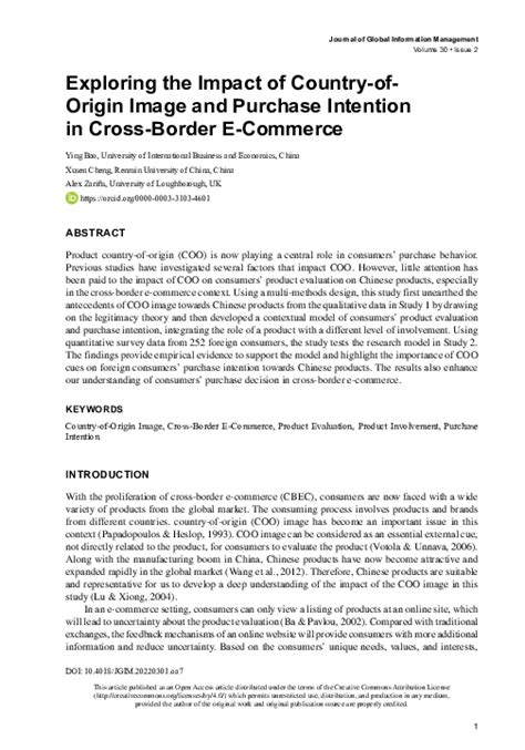 Pdf Exploring The Impact Of Country Of Origin Image And Purchase Intention In Cross Border E