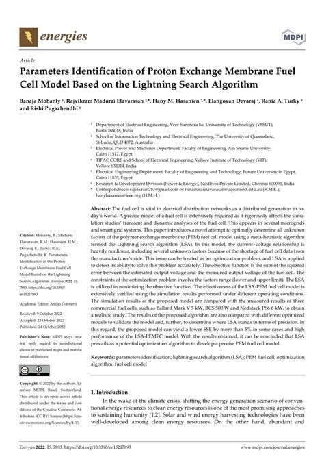 Pdf Parameters Identification Of Proton Exchange Membrane Fuel Cell
