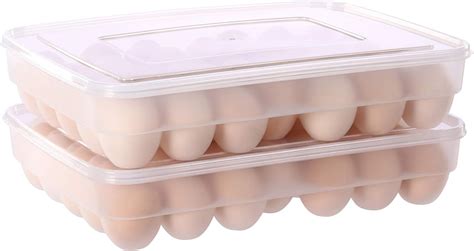 Amazon Sooyee 2 Pack Covered Egg Holders For Refrigerator Clear