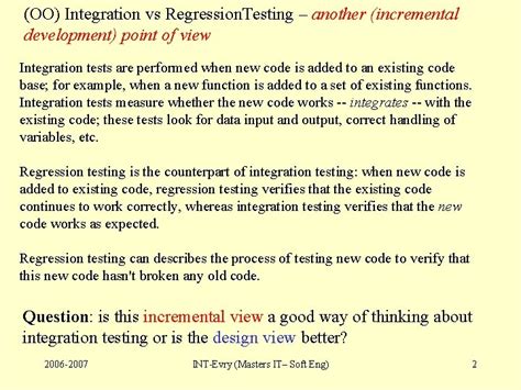 Oo Integration Testing Informally A Design Point Of