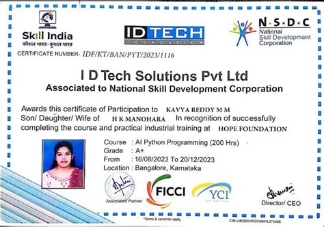 Kavya Reddy M M On Linkedin Certification Aipythonprogramming