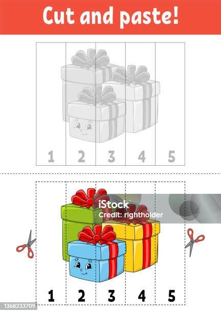 학습 번호 15 잘라 내고 접착제 만화 캐릭터 워크시트를 개발하는 교육 크리스마스 테마 아이들을위한 게임 활동 페이지입니다 색상