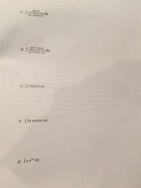 Solved Evaluate The Following Integrals Chegg